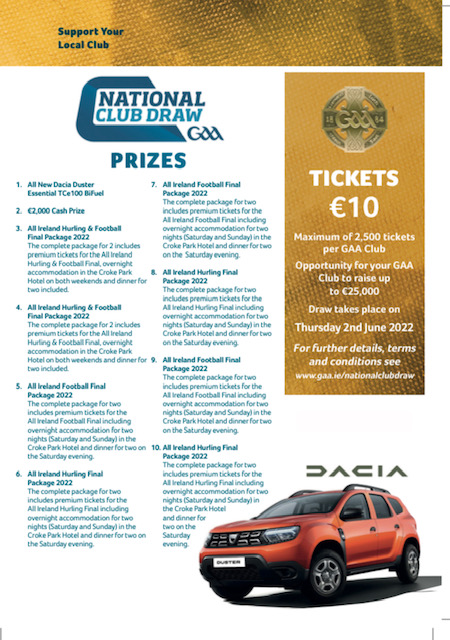 The GAA National Club Draw, ticket information – St Brigid's GAA